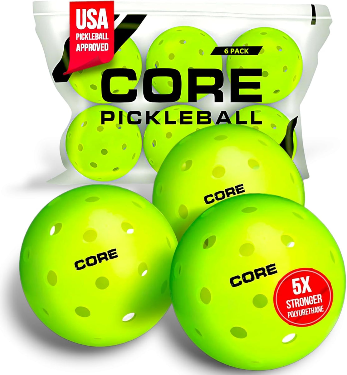CORE 6-Pack Outdoor Pickleballs – Zorro Sports USA